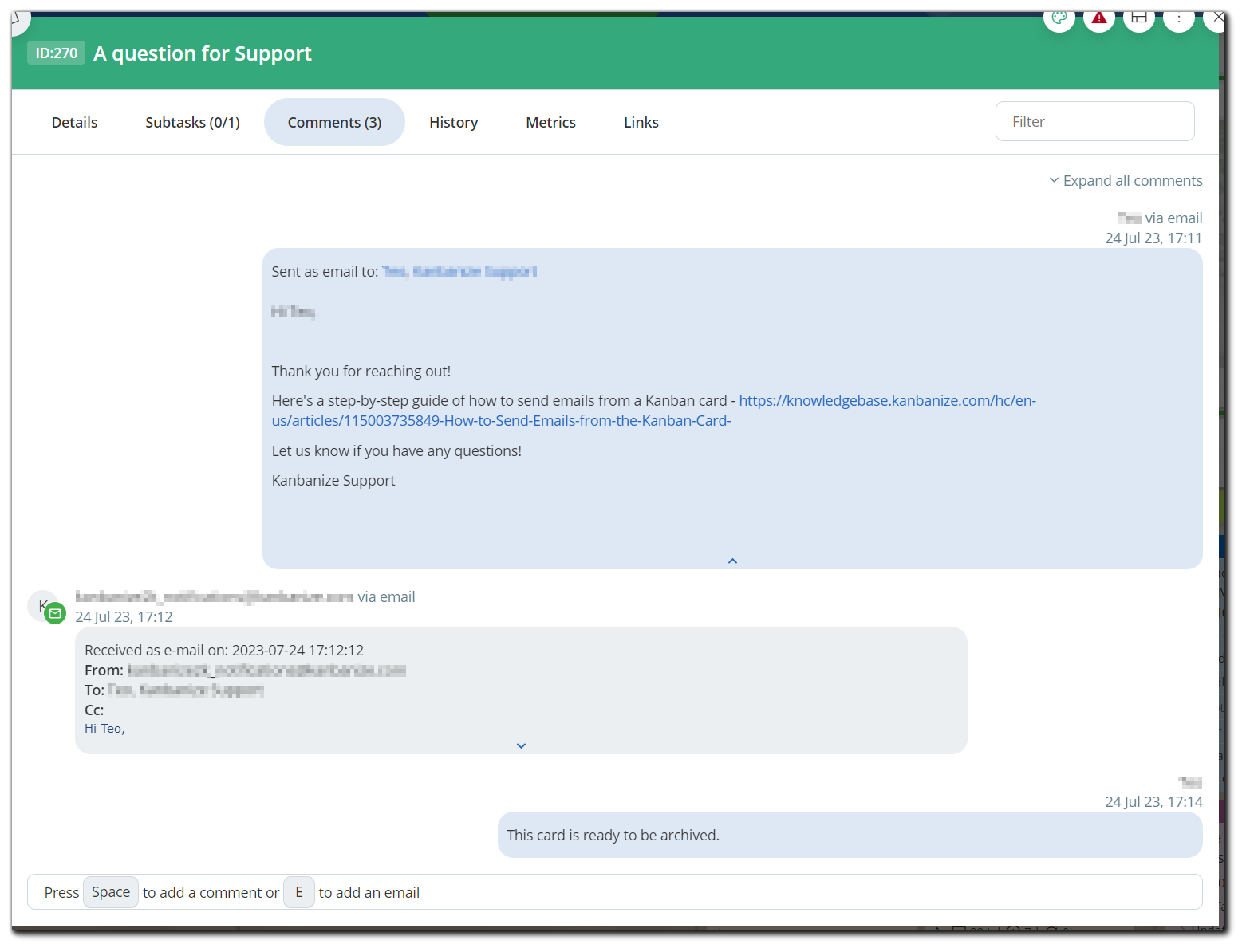 How to Get Emails in the Kanban Card? – Businessmap Knowledge Base