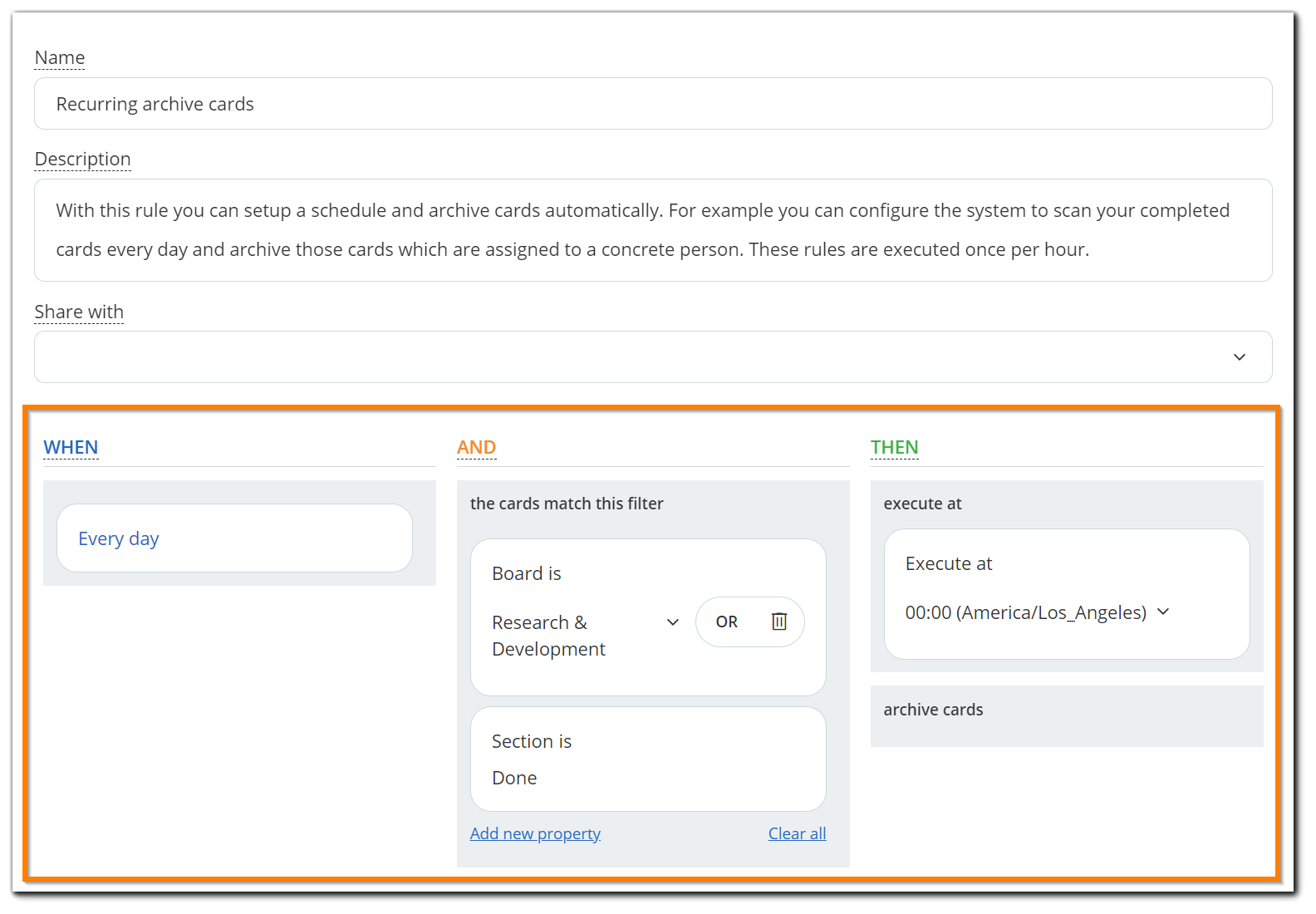 The "Recurring Archive Cards" Rule – Businessmap Knowledge Base