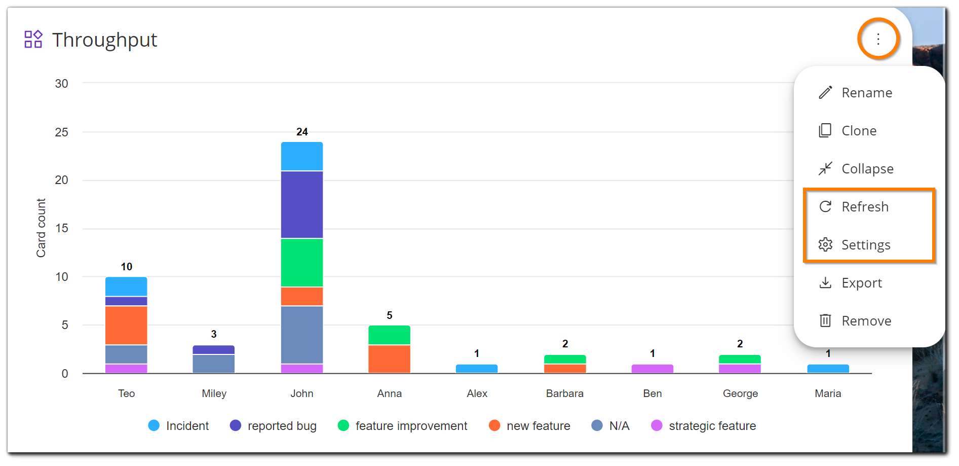 How to Add and Configure the Throughput Widget – Businessmap Knowledge Base