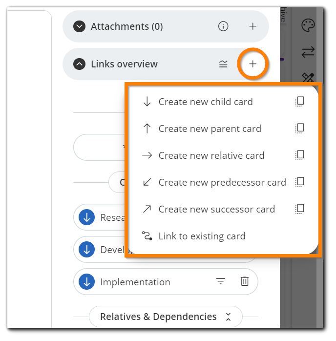 Hierarchy Visualization of Linked Cards – Businessmap Knowledge Base