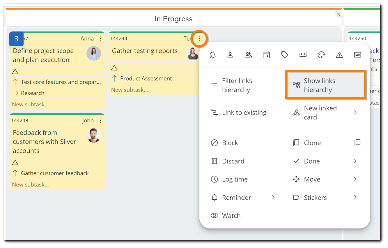 Hierarchy Visualization of Linked Cards – Businessmap Knowledge Base