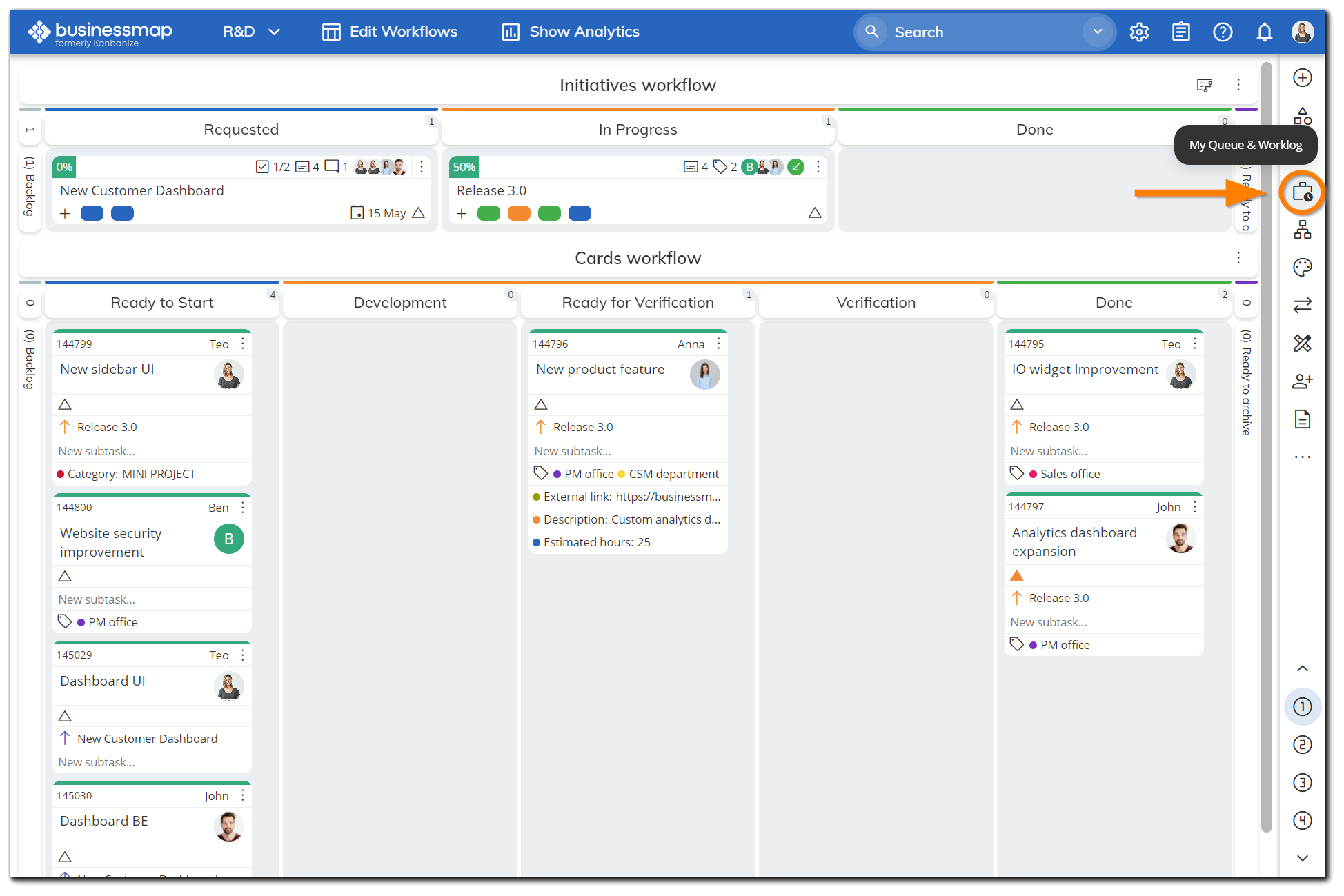 How to Make Use of the "My Queue and Worklog"? – Businessmap Knowledge Base