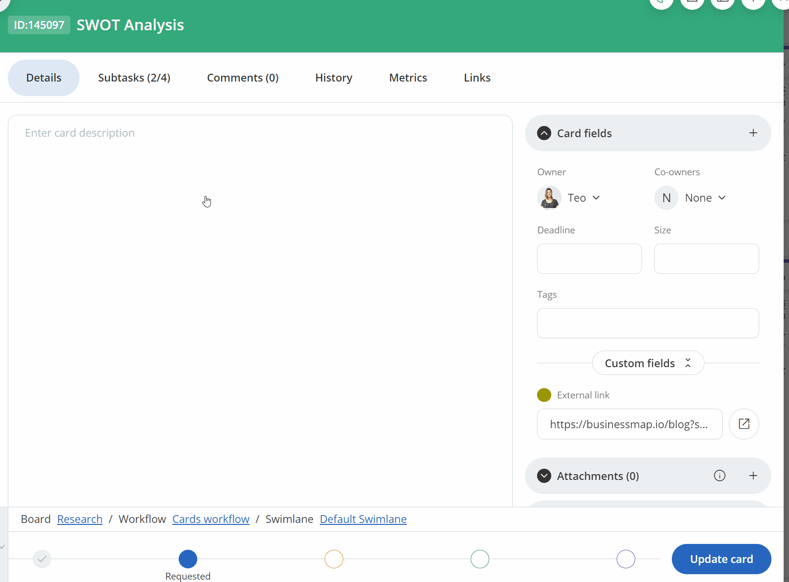 How to Work with Card Subtasks? – Businessmap Knowledge Base