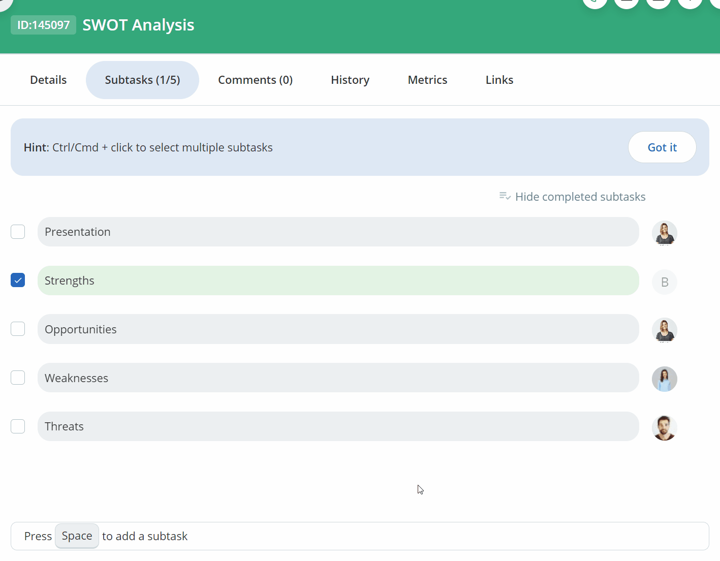 How to Work with Card Subtasks? – Businessmap Knowledge Base