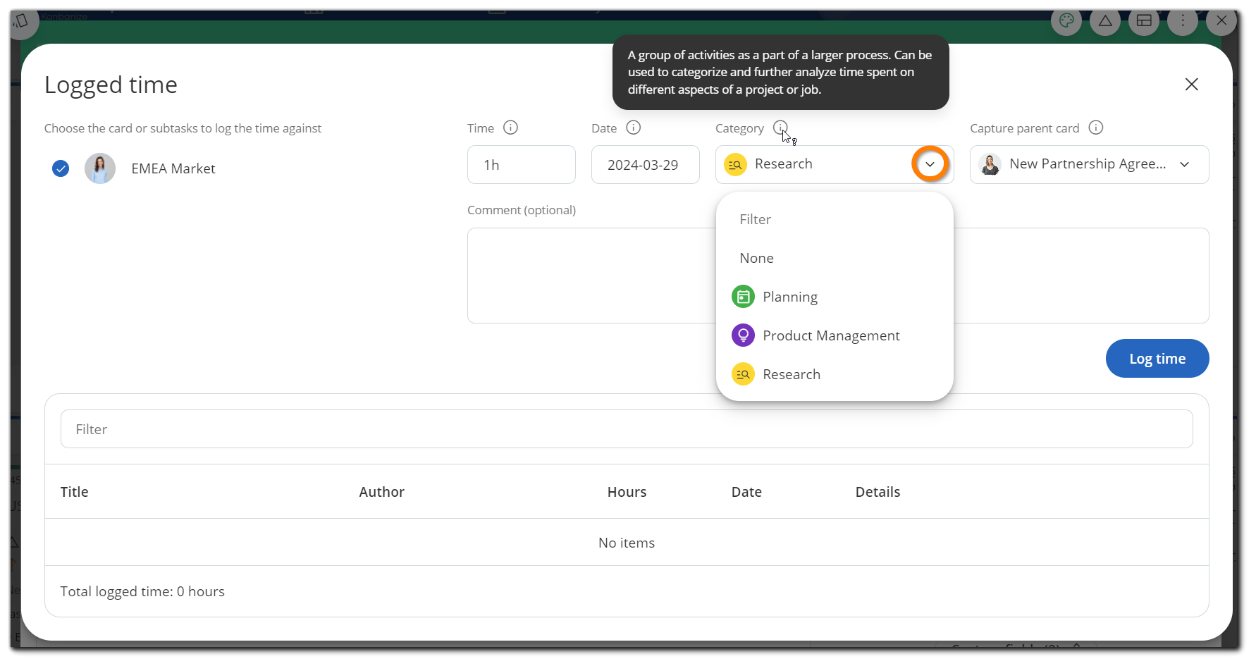 The Worklog Configurations Panel in Businessmap – Businessmap Knowledge Base