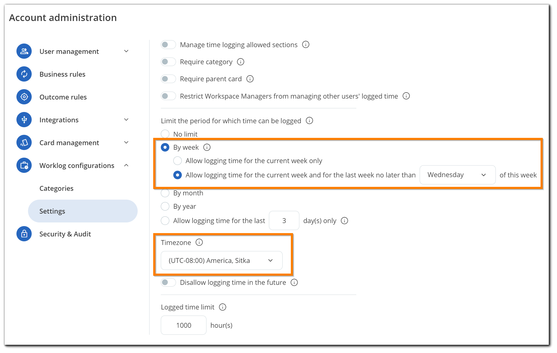 The Worklog Configurations Panel in Businessmap – Businessmap Knowledge Base