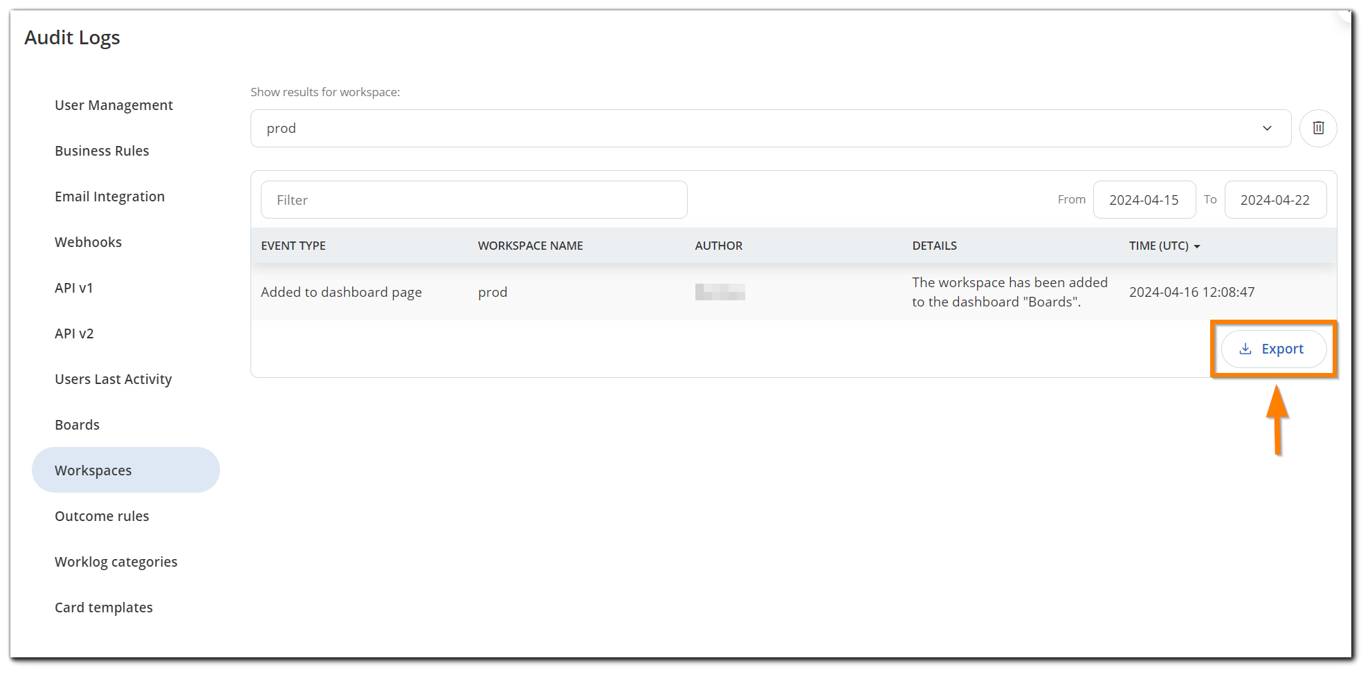 Overview of the Audit Logs – Businessmap Knowledge Base