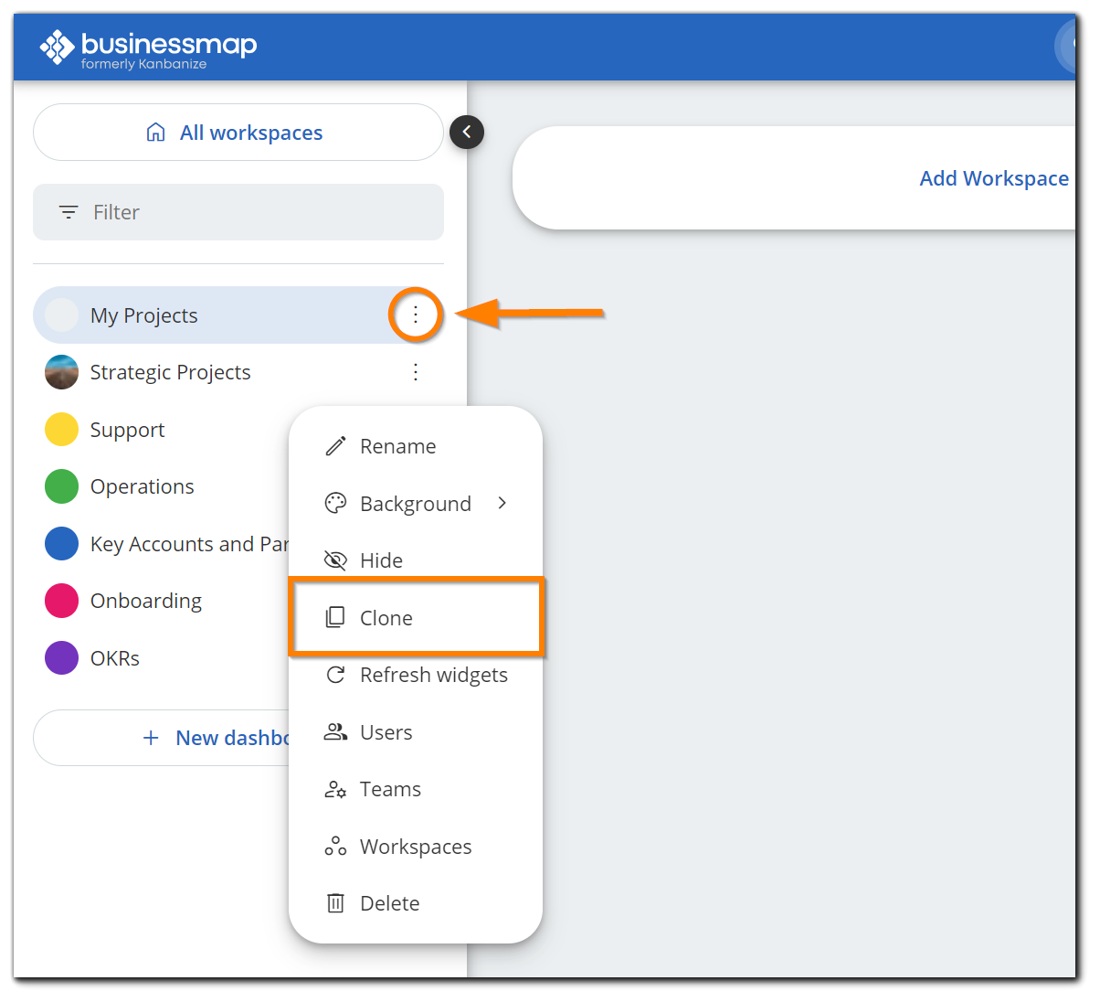 How to Clone Dashboards and Widgets? – Businessmap Knowledge Base