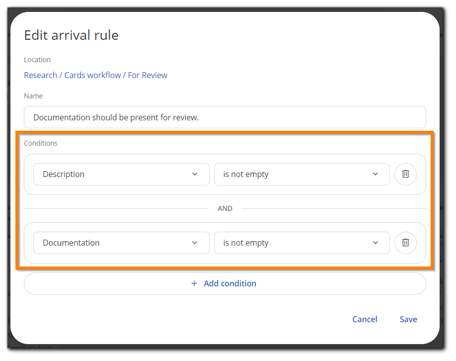Arrival and Departure Rules – Businessmap Knowledge Base